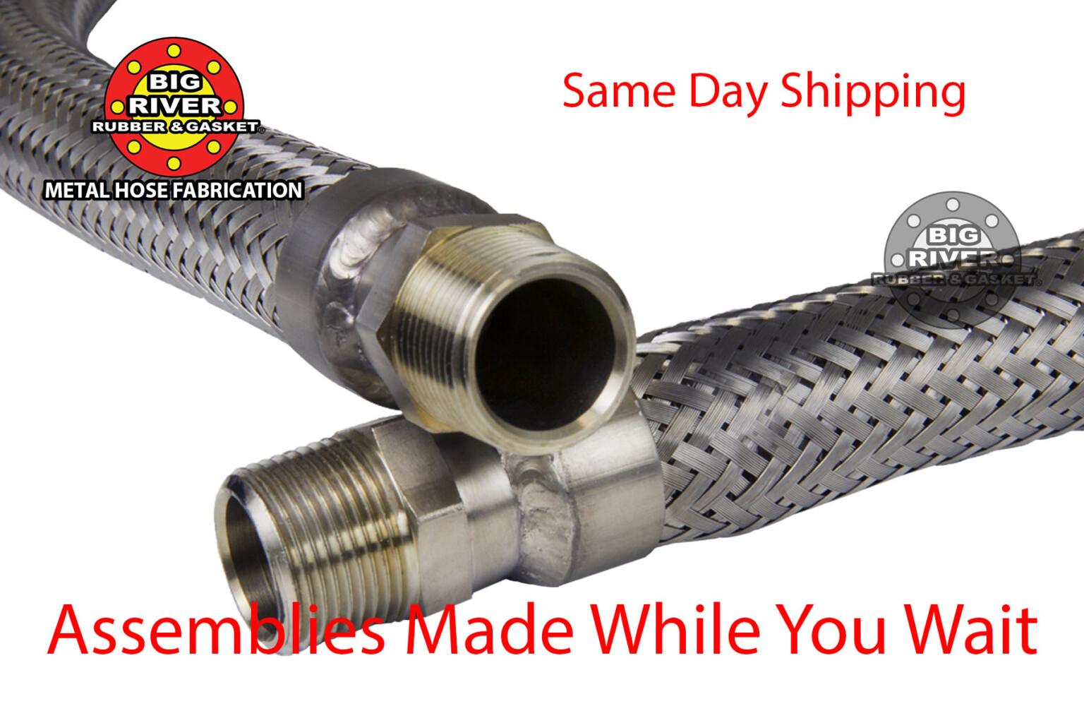 Braided Metal Hose Assembly with Pipe Thread Ends | Big River Rubber ...