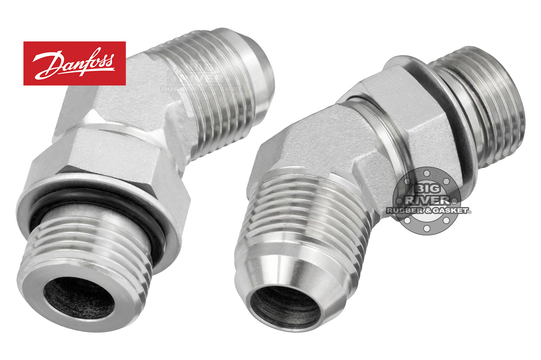 2061-10-10S Danfoss SAE O-Ring Boss to 37° Flare 45° Elbow Adapter ...