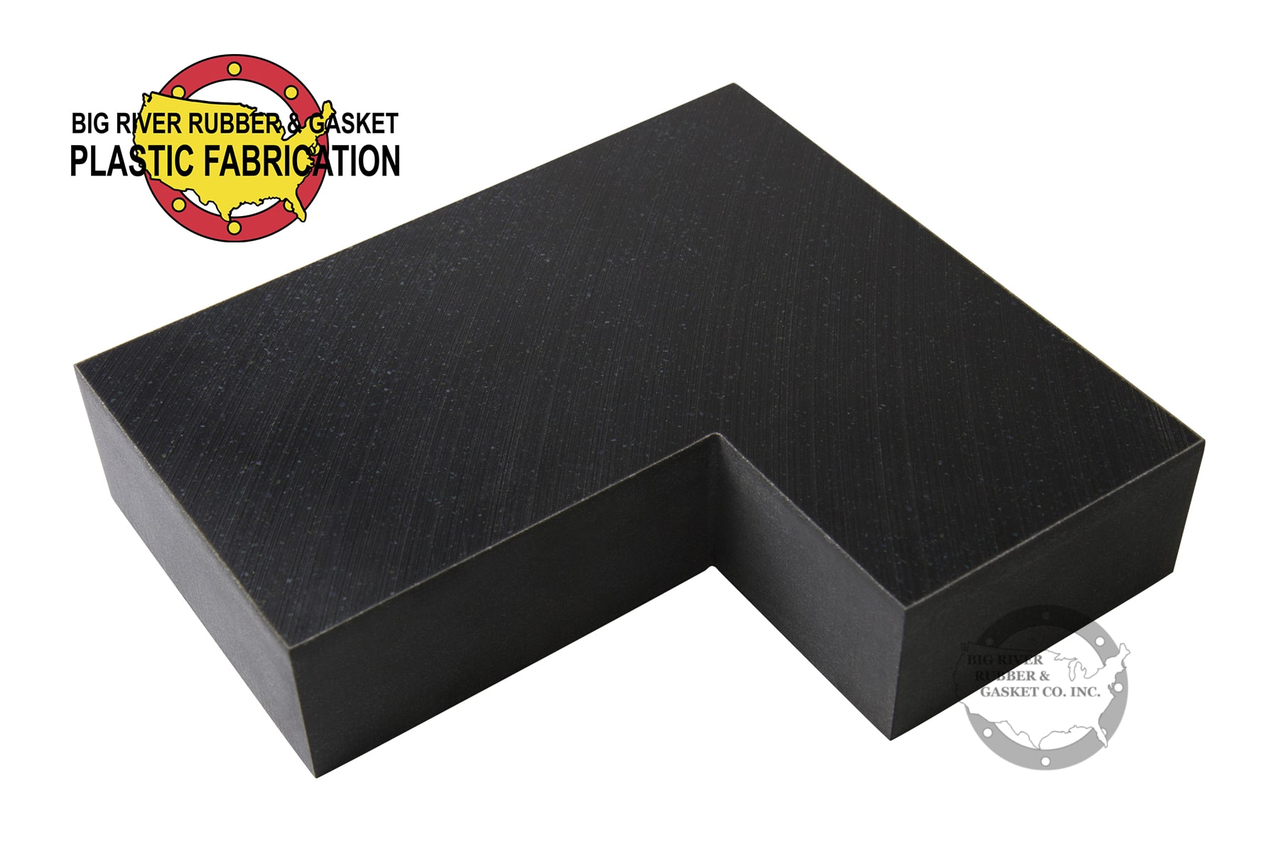 Custom Black UHMW Rectangle L-Shaped 2″ Thick | Big River Rubber & Gasket