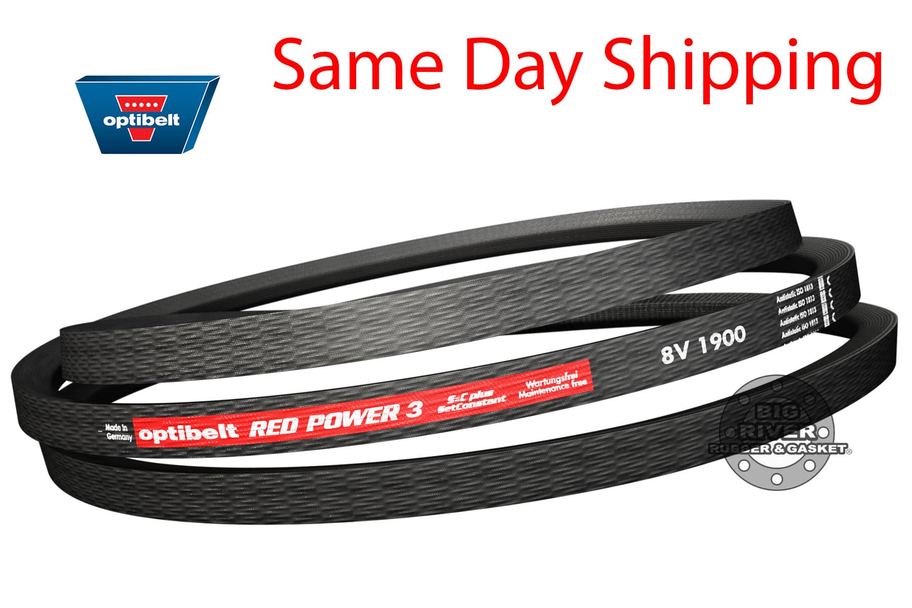 8VRP1900 Red Power V-Belt Optibelt | Big River Rubber & Gasket